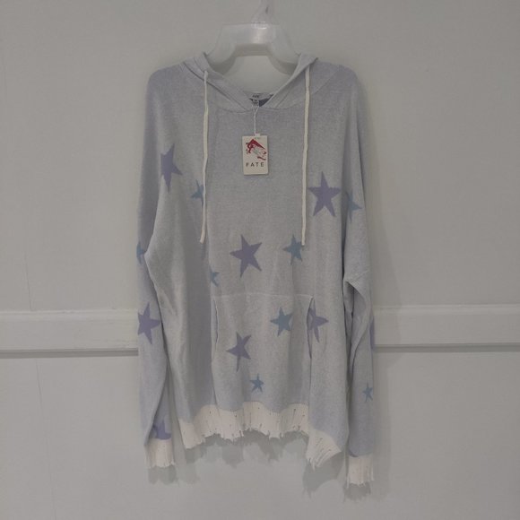 Fate | Tops | Brand New Womens Fate Plus Size Distressed Hoodie Light ...